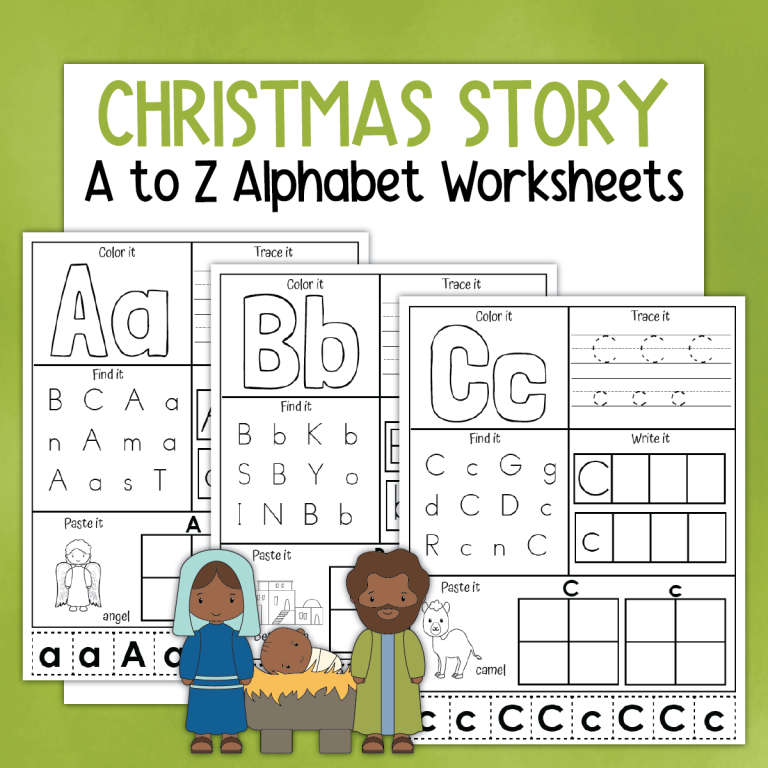 Christmas Story A to Z Worksheets - Bible Crafts Shop