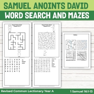 Samuel Anoints David Activity Pages - Bible Crafts Shop