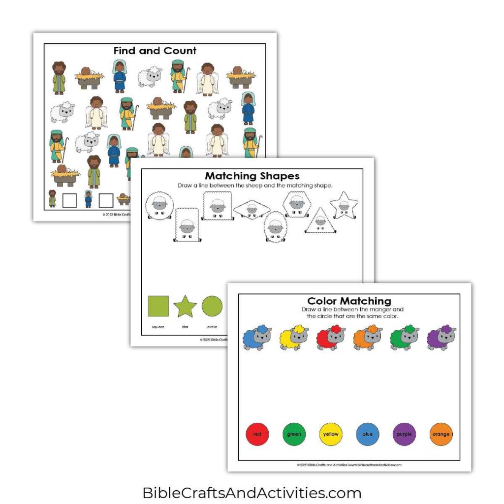 Angels Visit the Shepherds Preschool Activity Pages - Bible Crafts Shop