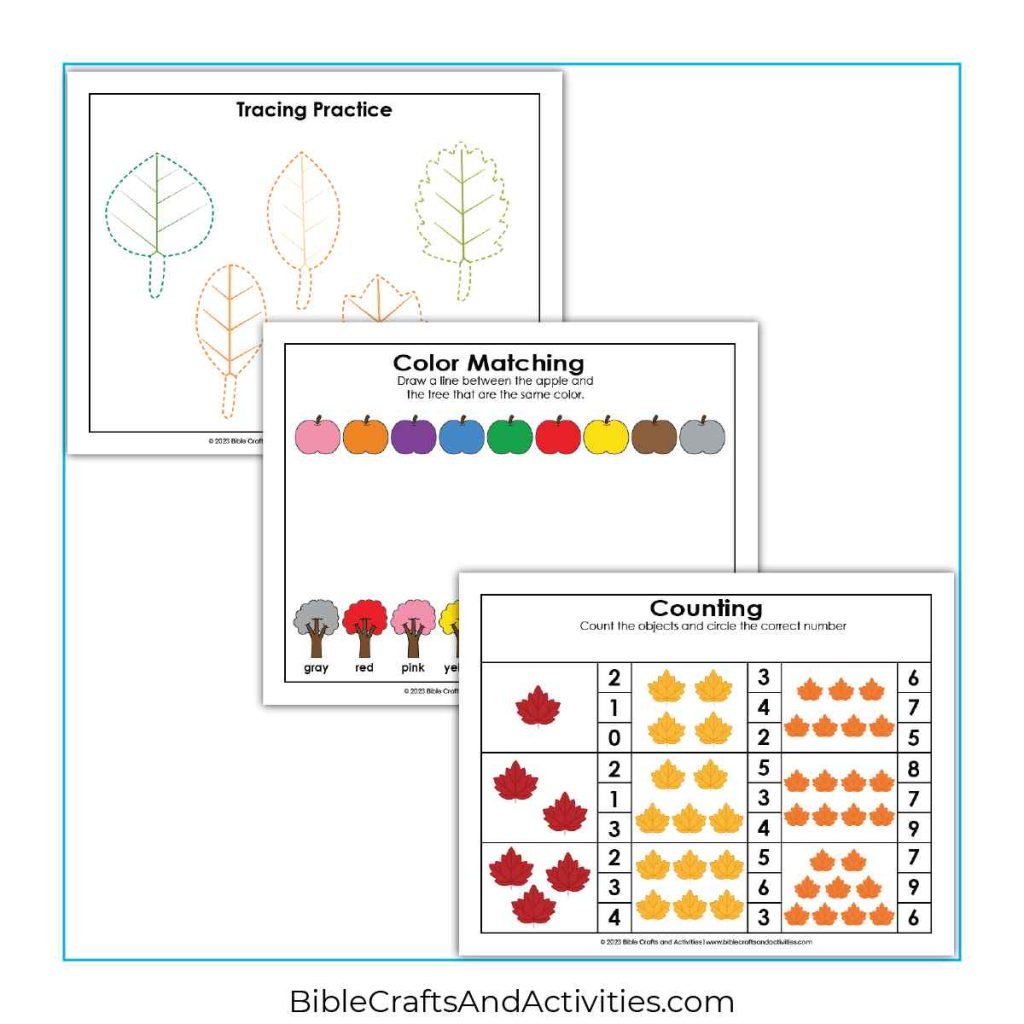 Fall Preschool Activity Pages - Bible Crafts Shop