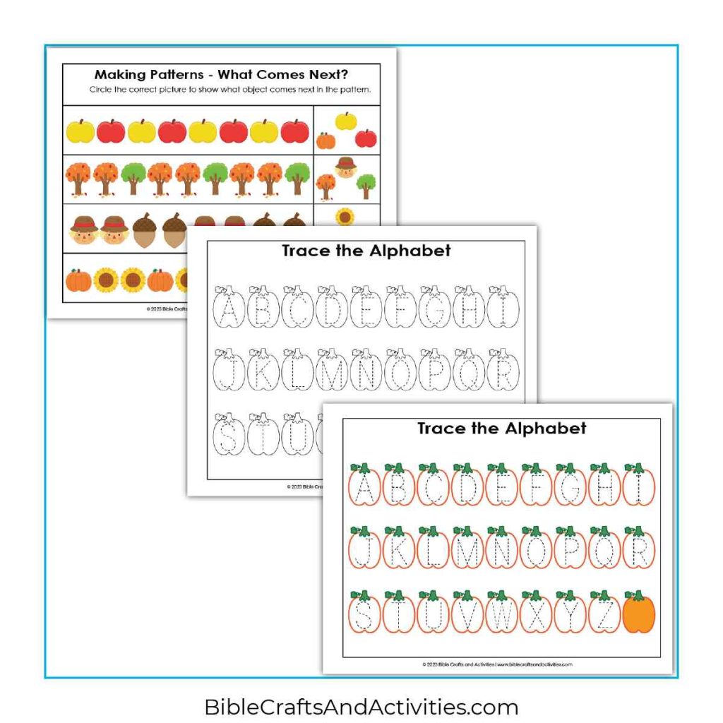 Fall Preschool Activity Pages - Bible Crafts Shop