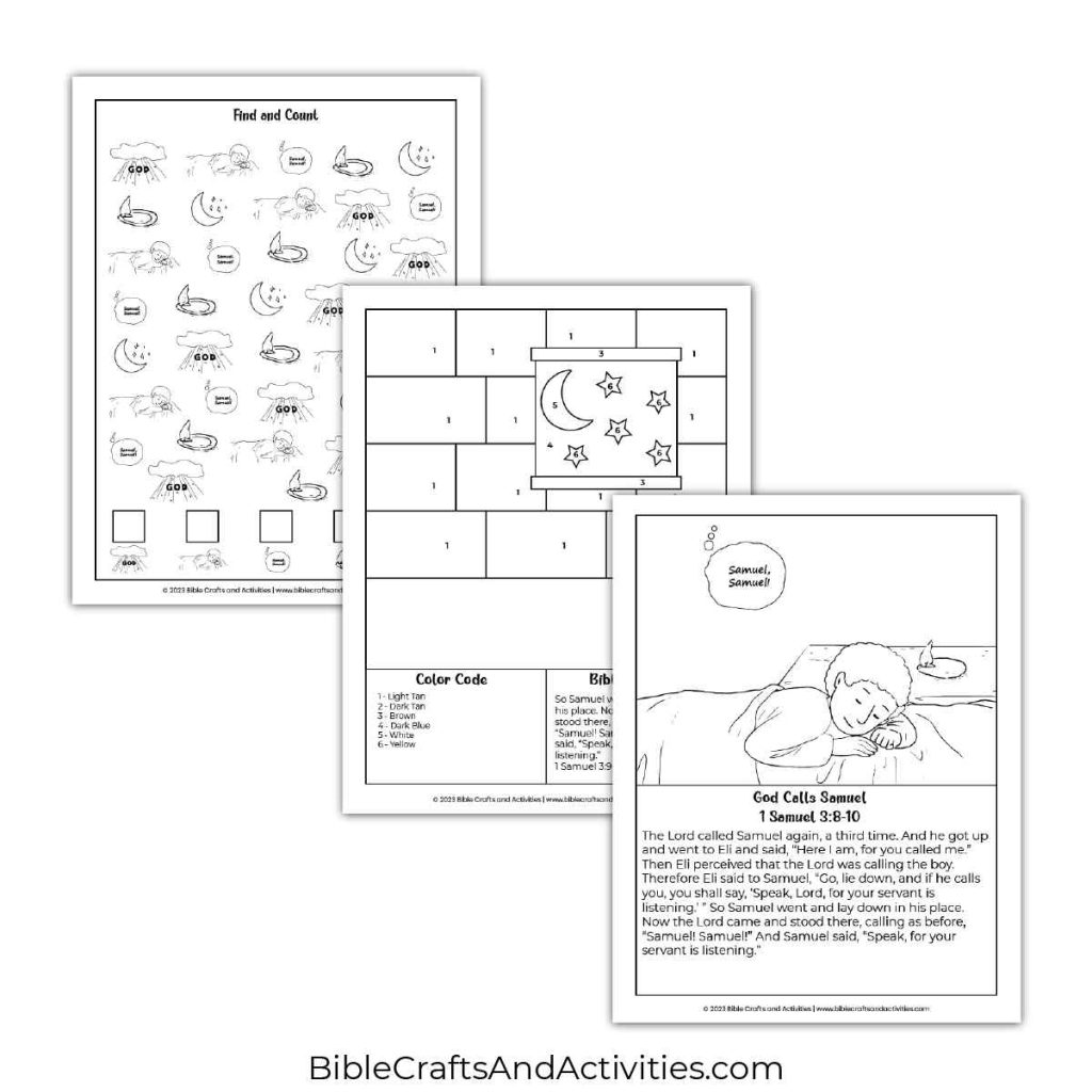 God Calls Samuel Activity Pages - Bible Crafts Shop