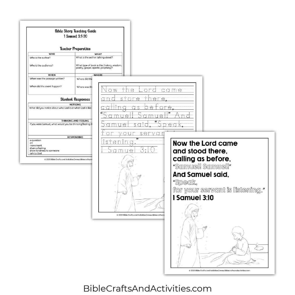 God Calls Samuel Activity Pages - Bible Crafts Shop