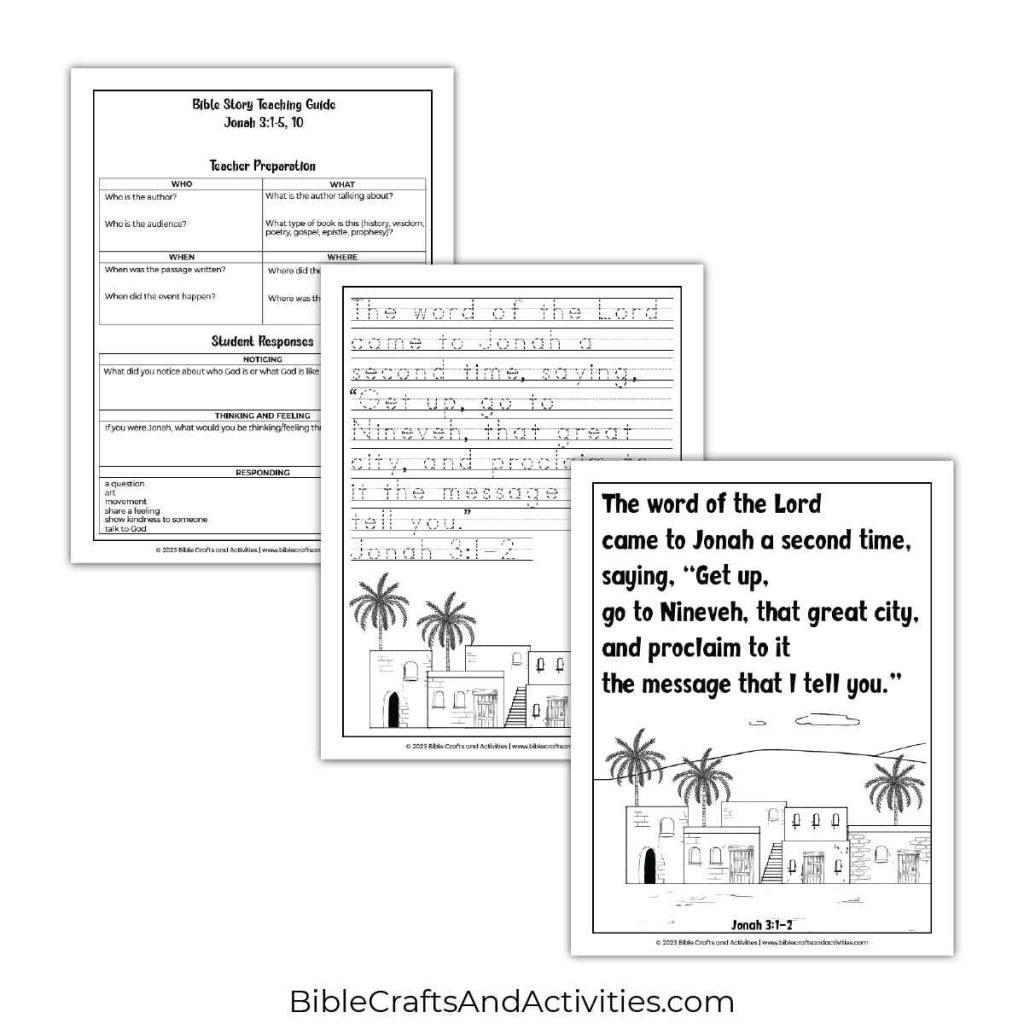 Jonah in Nineveh Activity Pages - Bible Crafts Shop