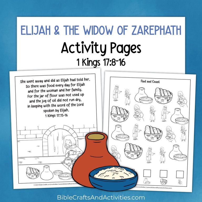 Elijah and the Widow of Zarephath Activity Pages - Bible Crafts Shop