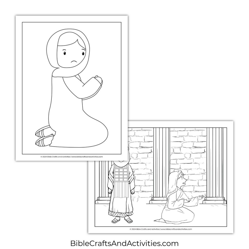 Hannah Prays for a Baby Activity Pages - Bible Crafts Shop