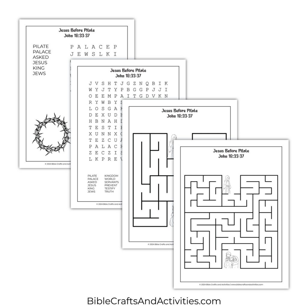 Jesus Before Pilate Activity Pages - Bible Crafts Shop