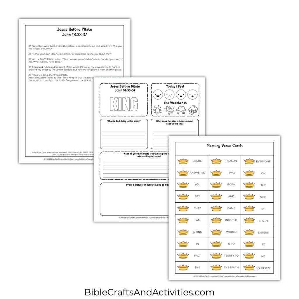 Jesus Before Pilate Activity Pages - Bible Crafts Shop