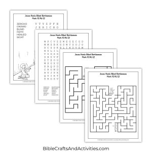 Jesus Heals Blind Bartimaeus Activity Pages - Bible Crafts Shop