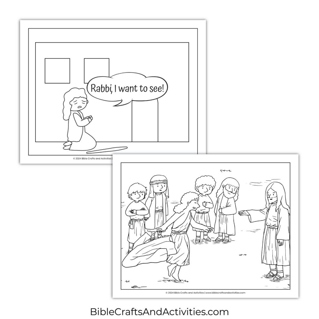 Jesus Heals Blind Bartimaeus Activity Pages - Bible Crafts Shop