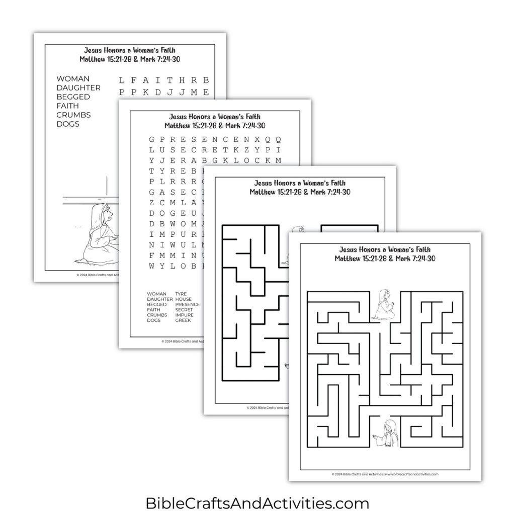 The Canaanite Woman's Faith Activity Pages - Bible Crafts Shop