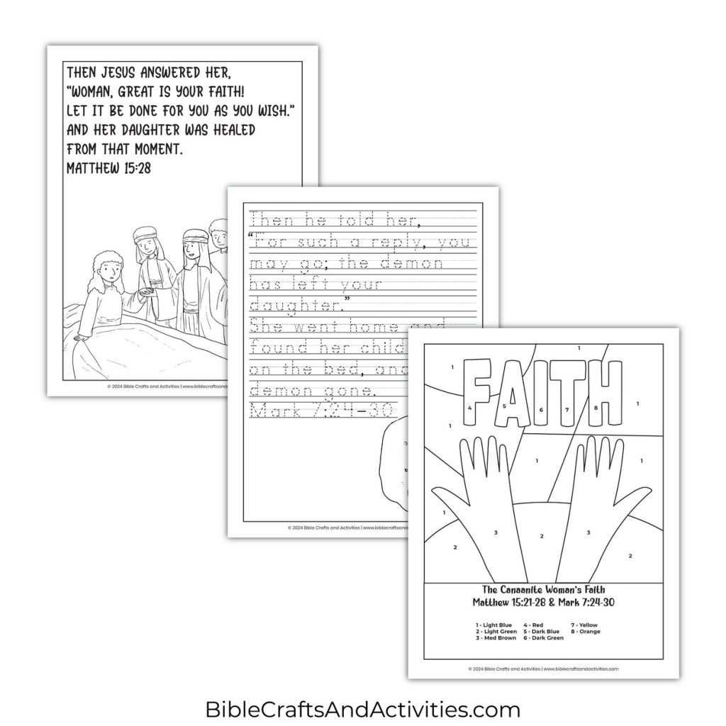 The Canaanite Woman's Faith Activity Pages - Bible Crafts Shop