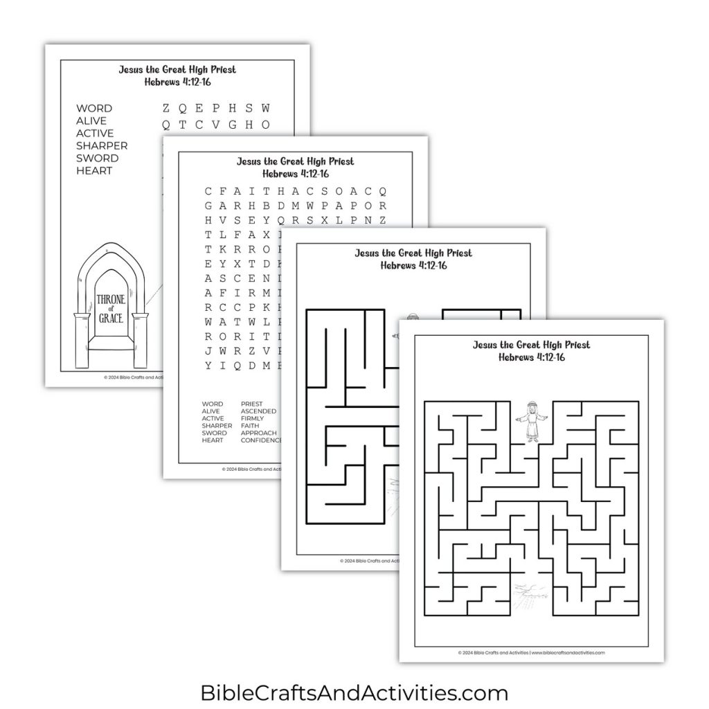 Jesus the Great High Priest Activity Pages - Bible Crafts Shop