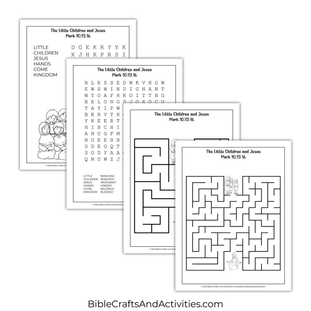 The Little Children and Jesus Activity Pages - Bible Crafts Shop