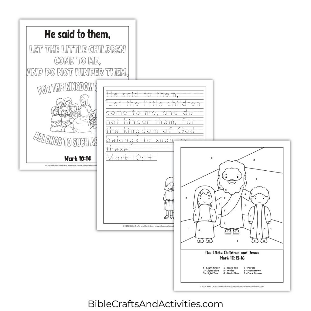The Little Children and Jesus Activity Pages - Bible Crafts Shop