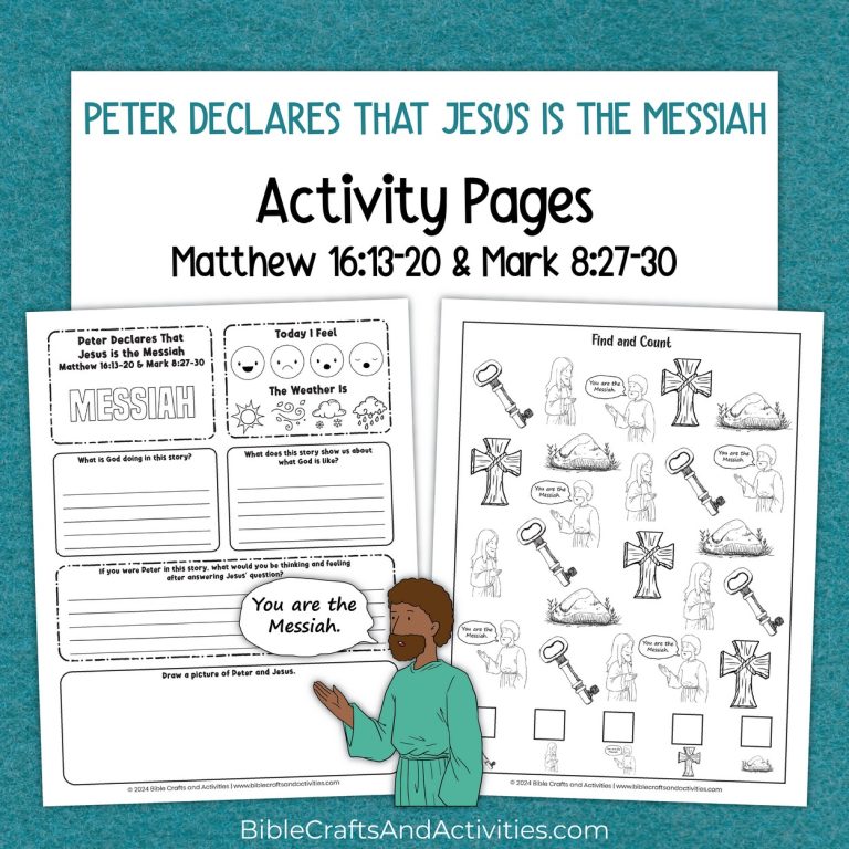 Peter Declares that Jesus is the Messiah Activity Pages - Bible Crafts Shop