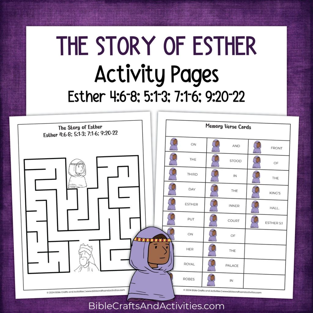 The Story of Esther Activity Pages - Bible Crafts Shop