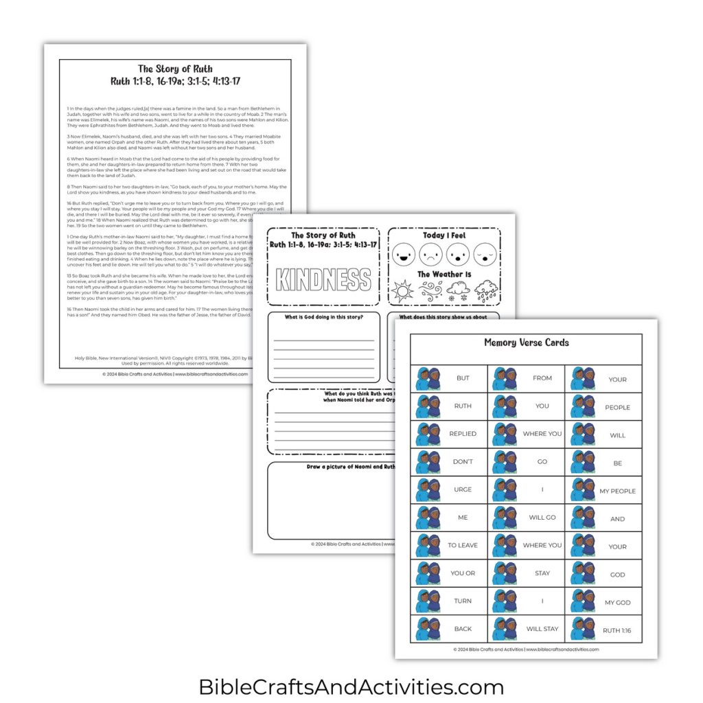 The Story of Ruth Activity Pages - Bible Crafts Shop