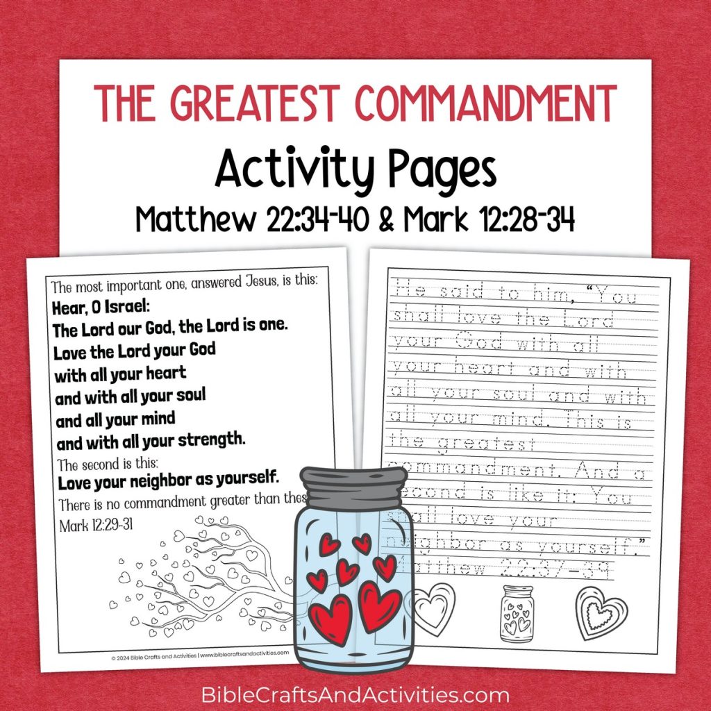 The Greatest Commandment Activity Pages - Bible Crafts Shop