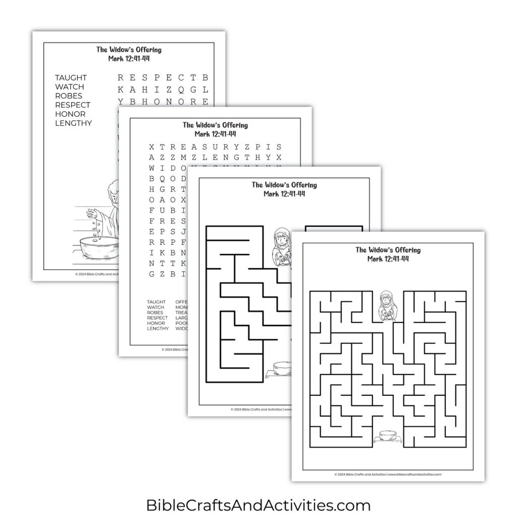 A Widow's Offering Activity Pages - Bible Crafts Shop