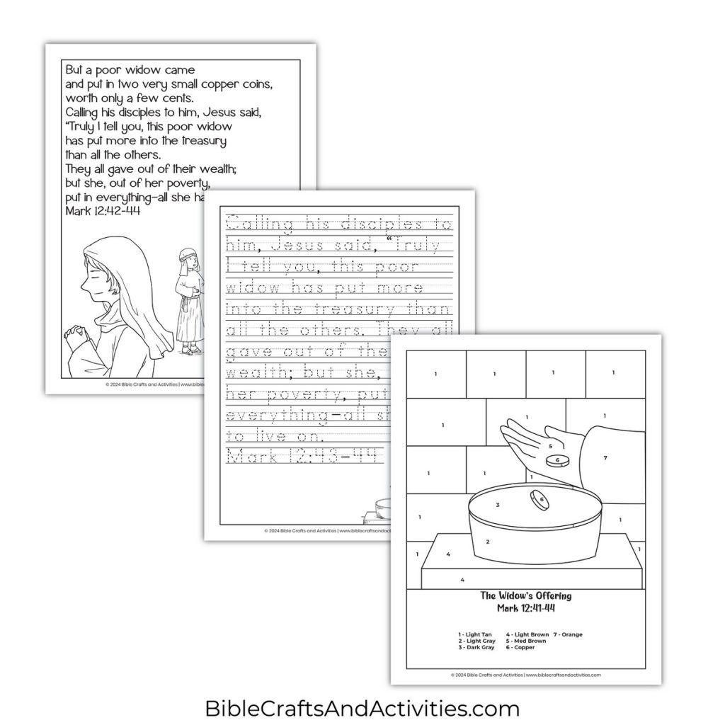 A Widow's Offering Activity Pages - Bible Crafts Shop