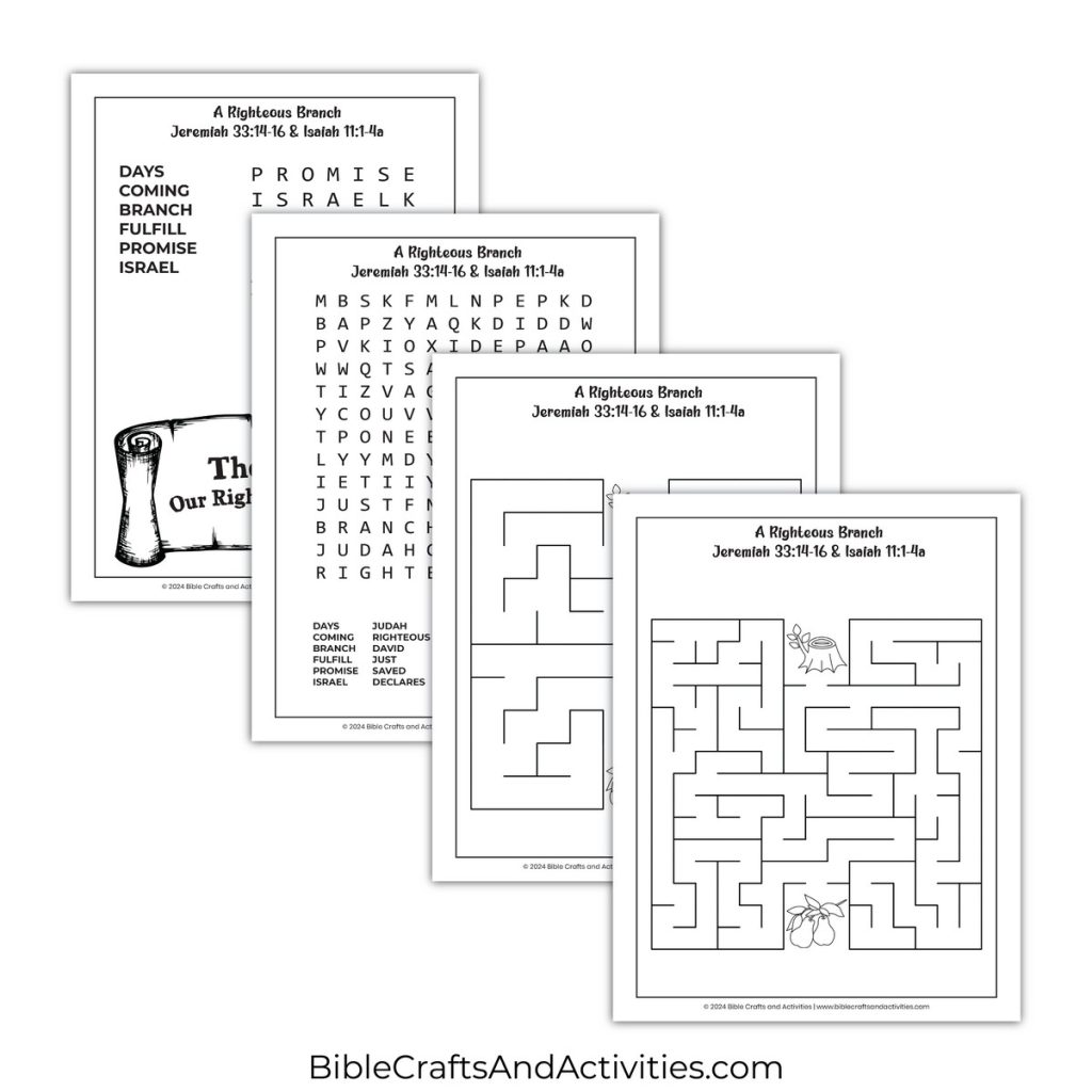 A Righteous Branch Activity Pages - Bible Crafts Shop