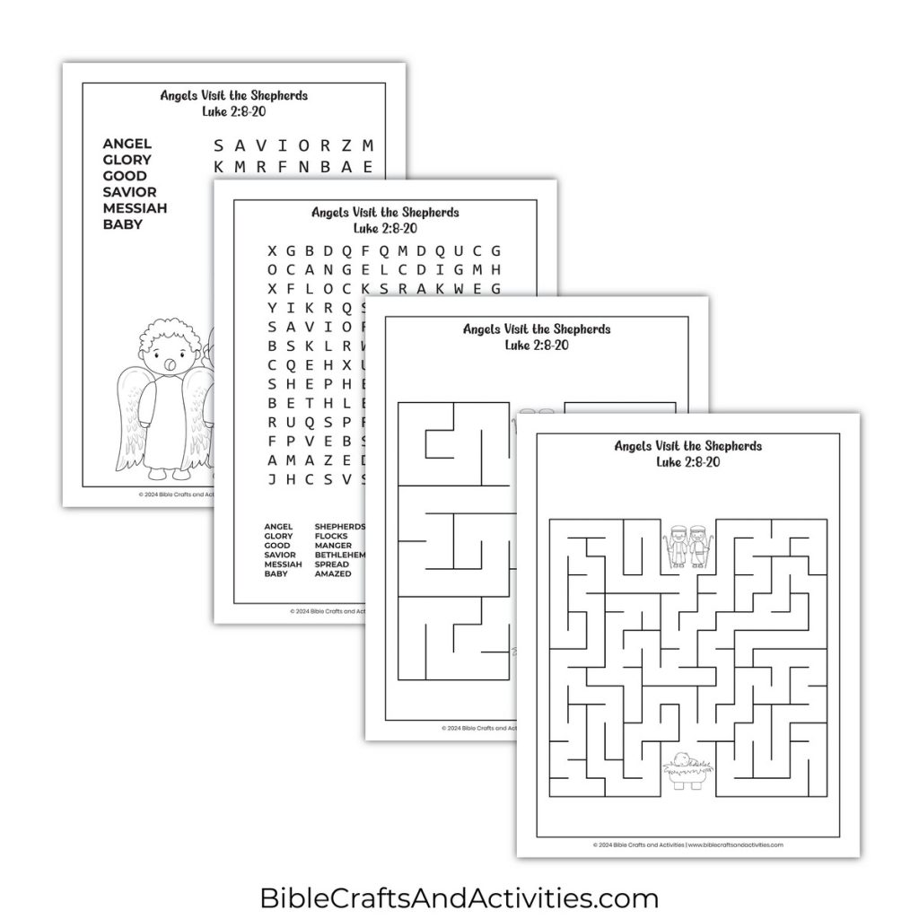 Angels Visit the Shepherds Activity Pages - Bible Crafts Shop