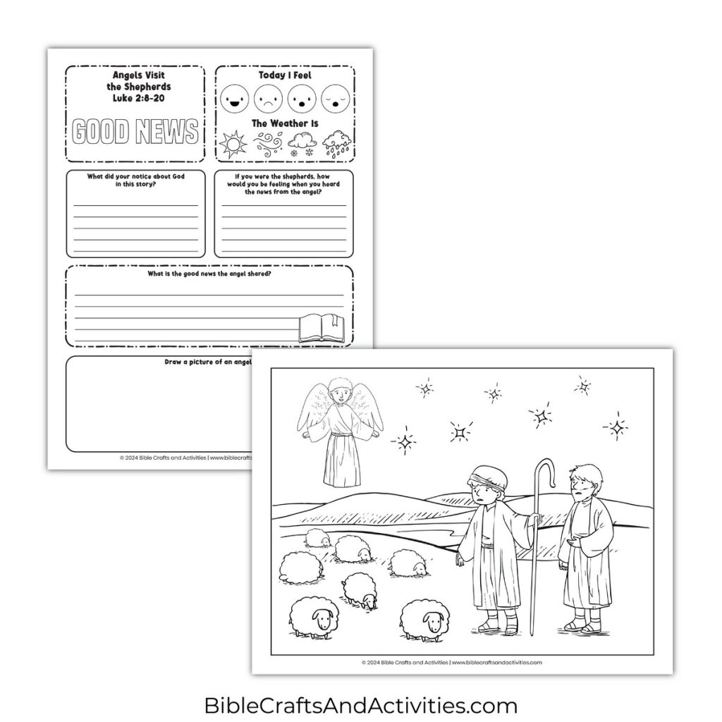 Angels Visit the Shepherds Activity Pages - Bible Crafts Shop