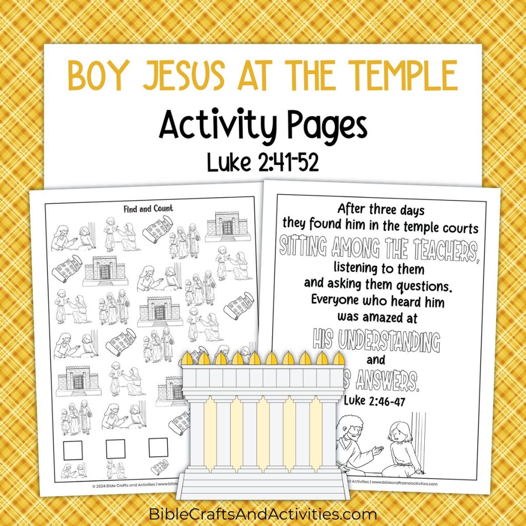 Boy Jesus at the Temple Activity Pages - Bible Crafts Shop