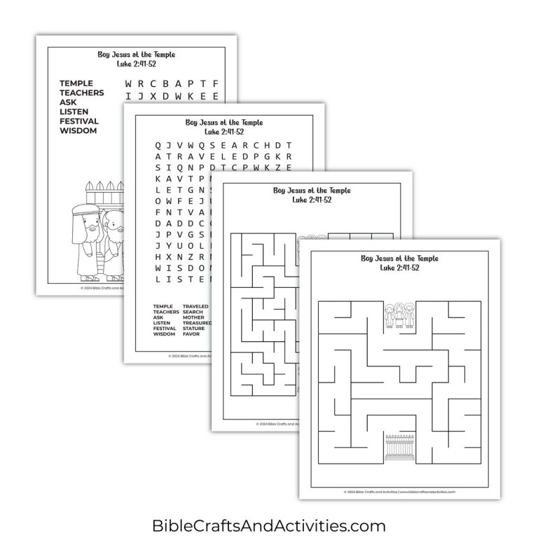Boy Jesus at the Temple Activity Pages - Bible Crafts Shop