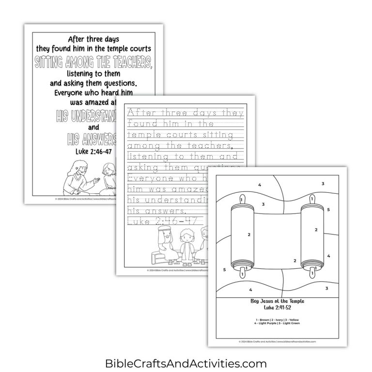 Boy Jesus at the Temple Activity Pages - Bible Crafts Shop