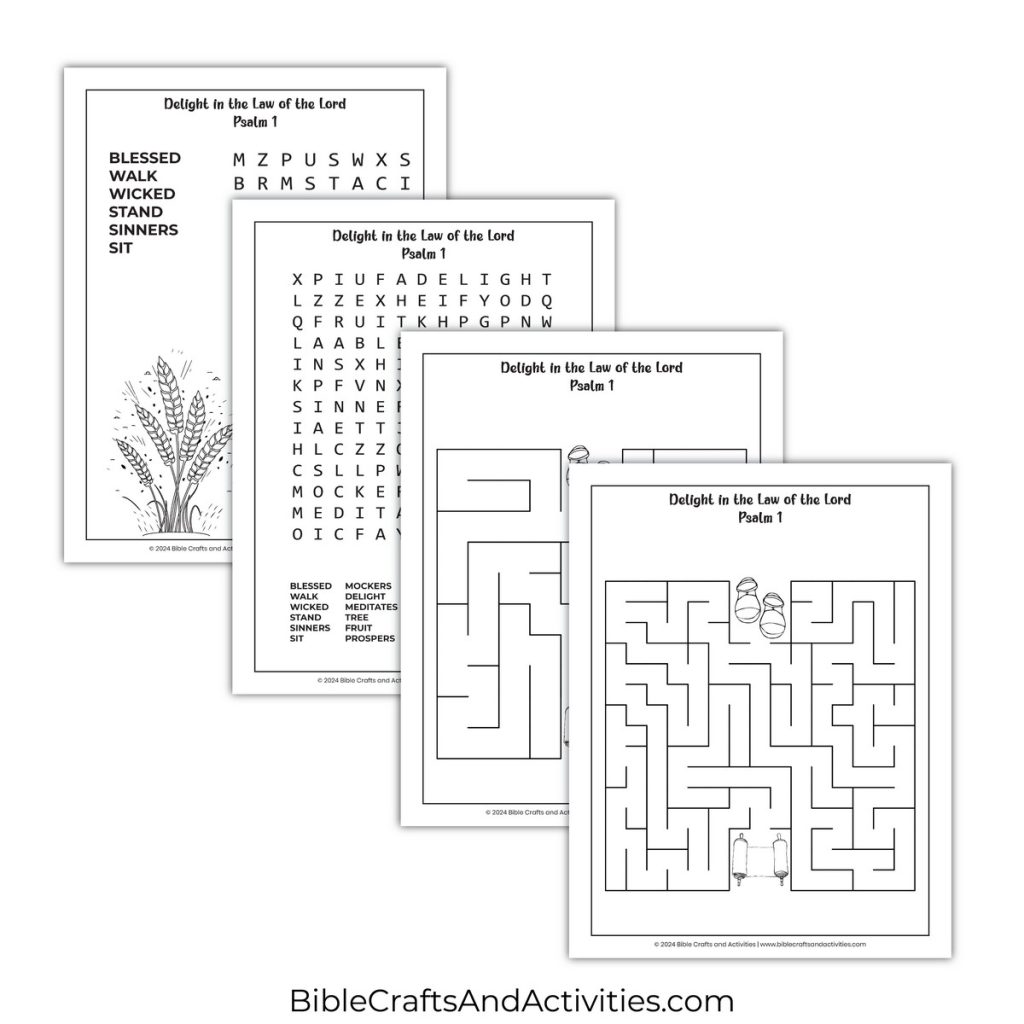 Delight in the Law of the Lord Activity Pages - Bible Crafts Shop