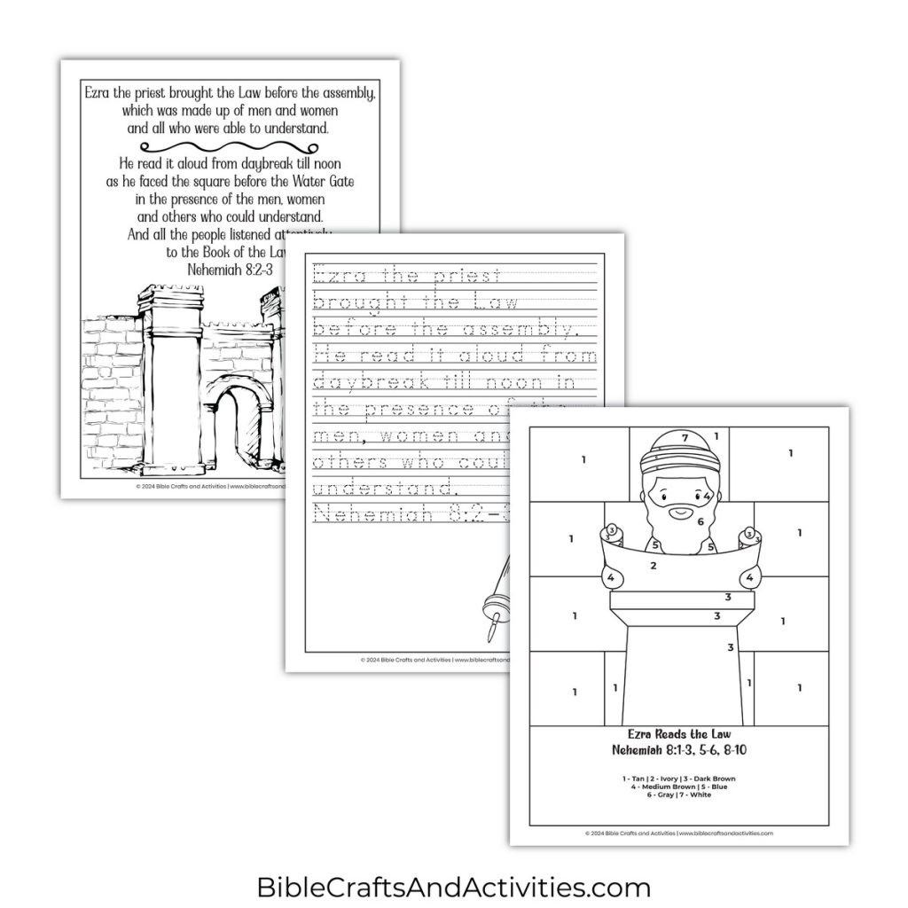 Ezra Reads the Law Activity Pages - Bible Crafts Shop