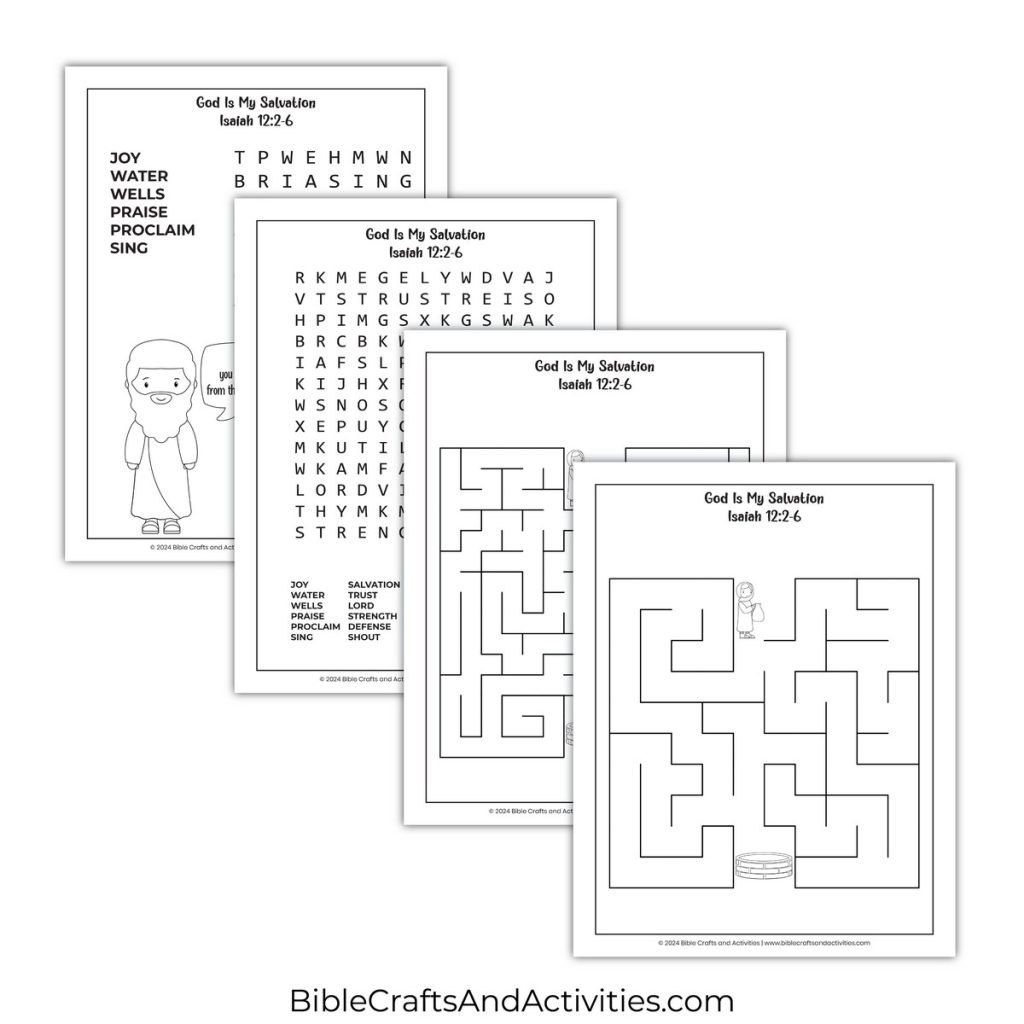 God is My Salvation Activity Pages - Bible Crafts Shop