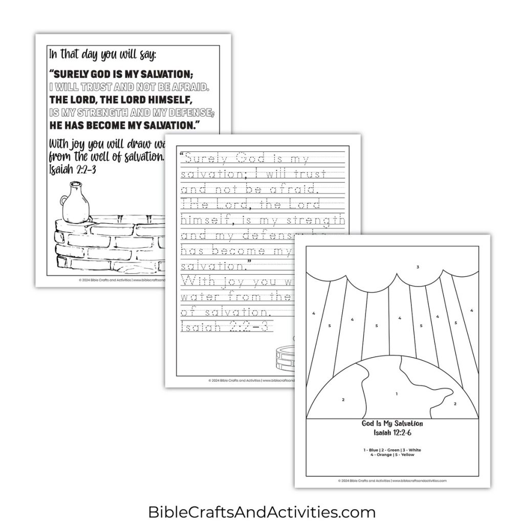 God is My Salvation Activity Pages - Bible Crafts Shop