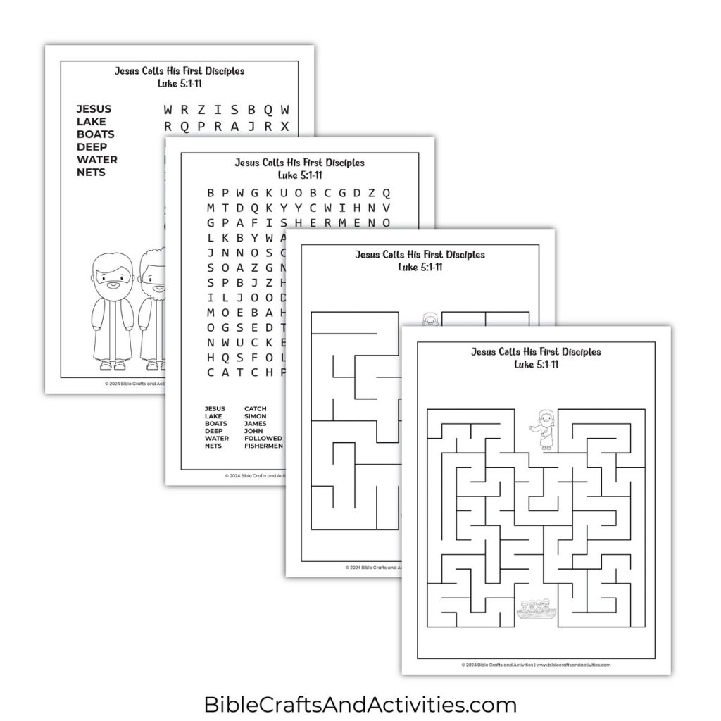 Jesus Calls His First Disciples Activity Pages - Bible Crafts Shop