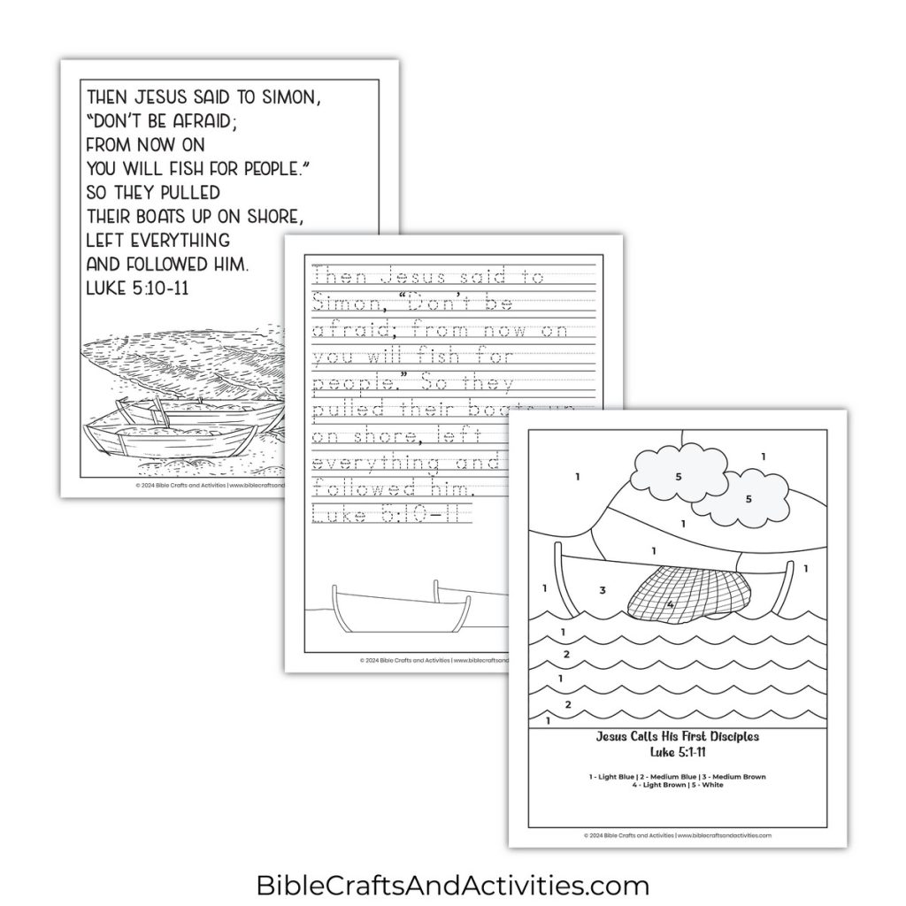 Jesus Calls His First Disciples Activity Pages - Bible Crafts Shop