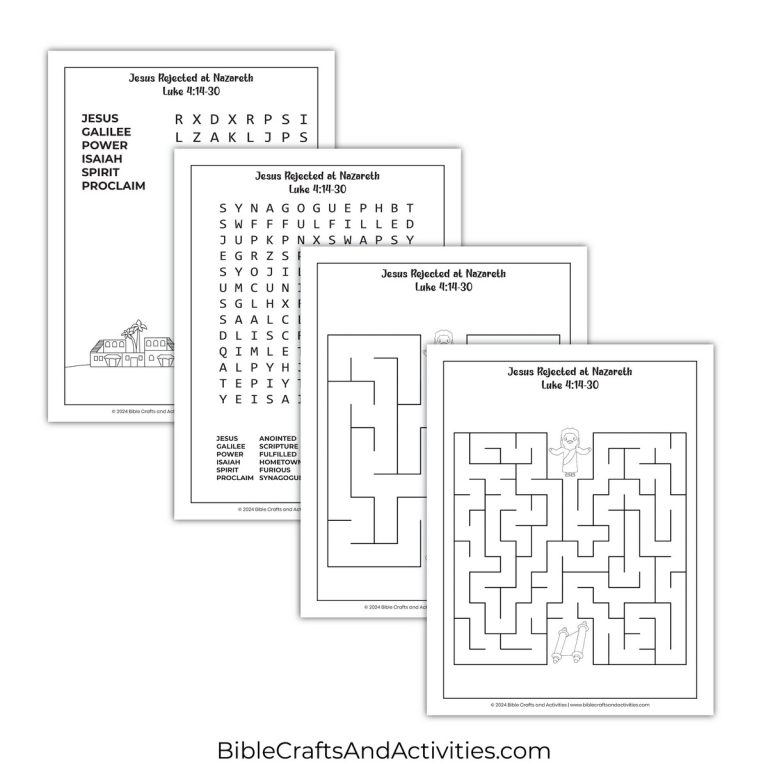 Jesus Rejected at Nazareth Activity Pages - Bible Crafts Shop