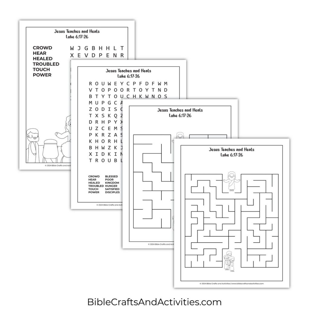 Jesus Teaches and Heals Activity Pages - Bible Crafts Shop