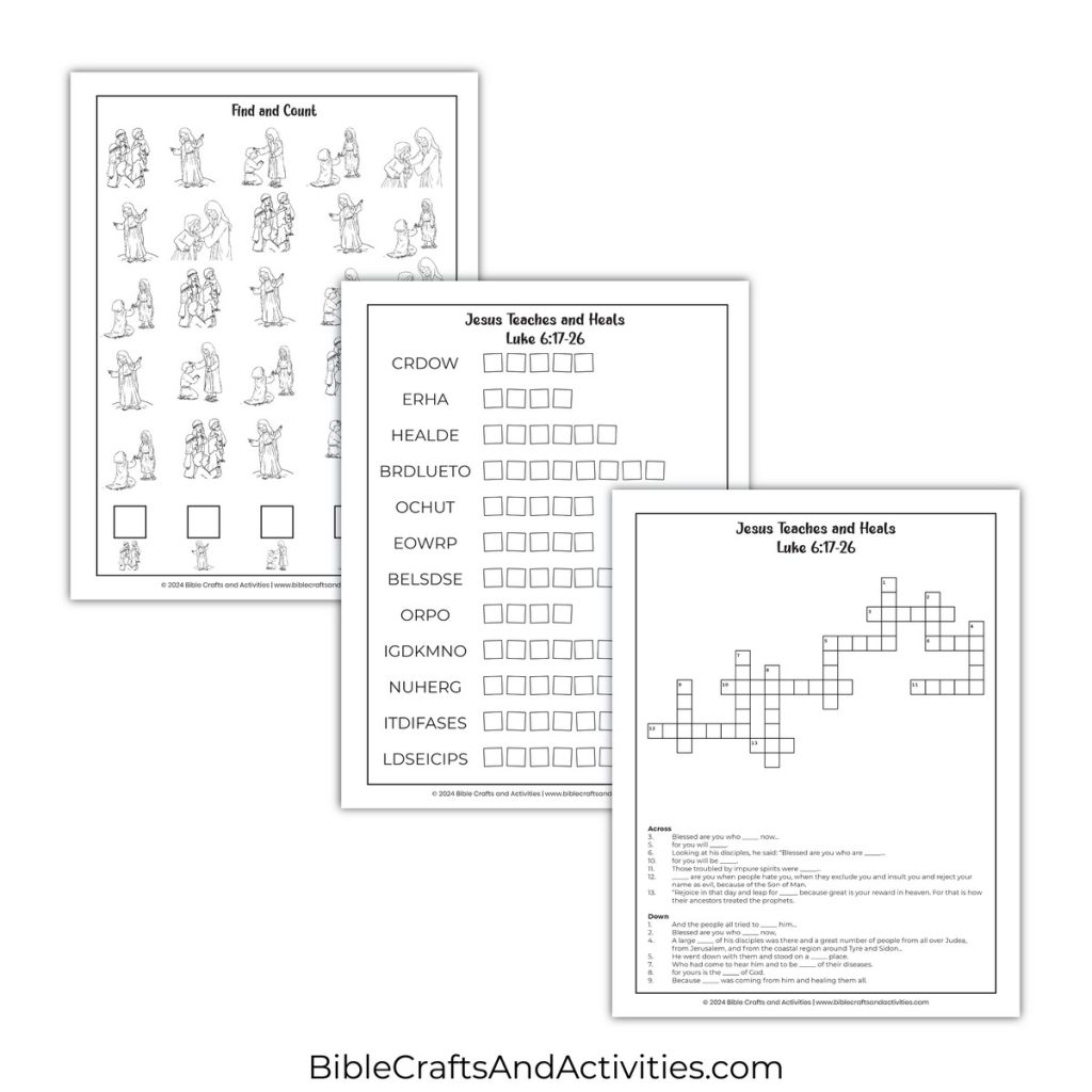 Jesus Teaches and Heals Activity Pages - Bible Crafts Shop