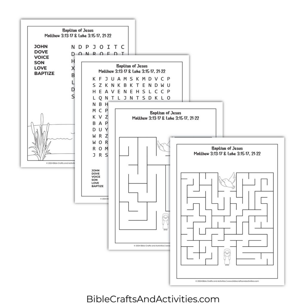The Baptism of Jesus Activity Pages - Bible Crafts Shop