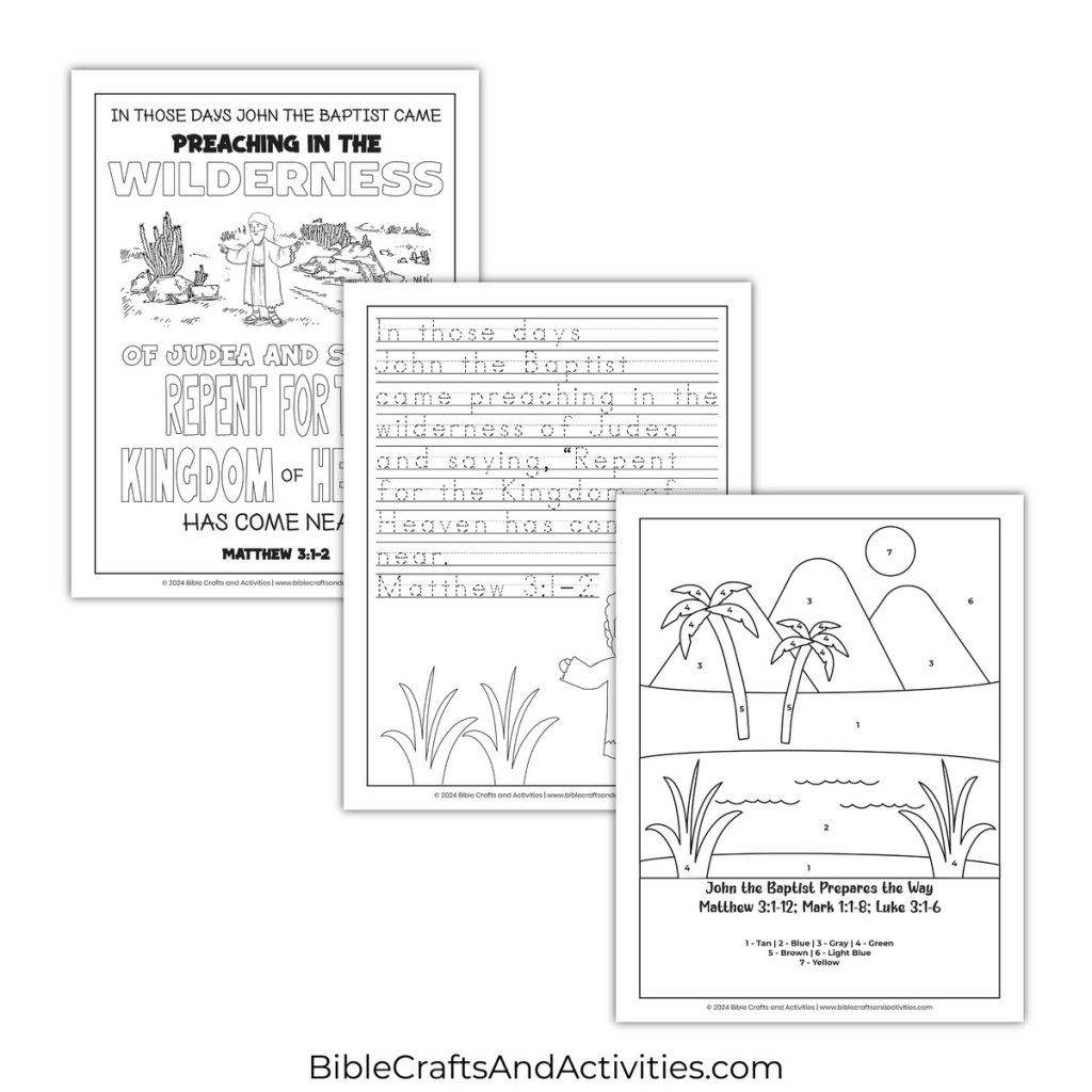 John the Baptist Prepares the Way Activity Pages - Bible Crafts Shop