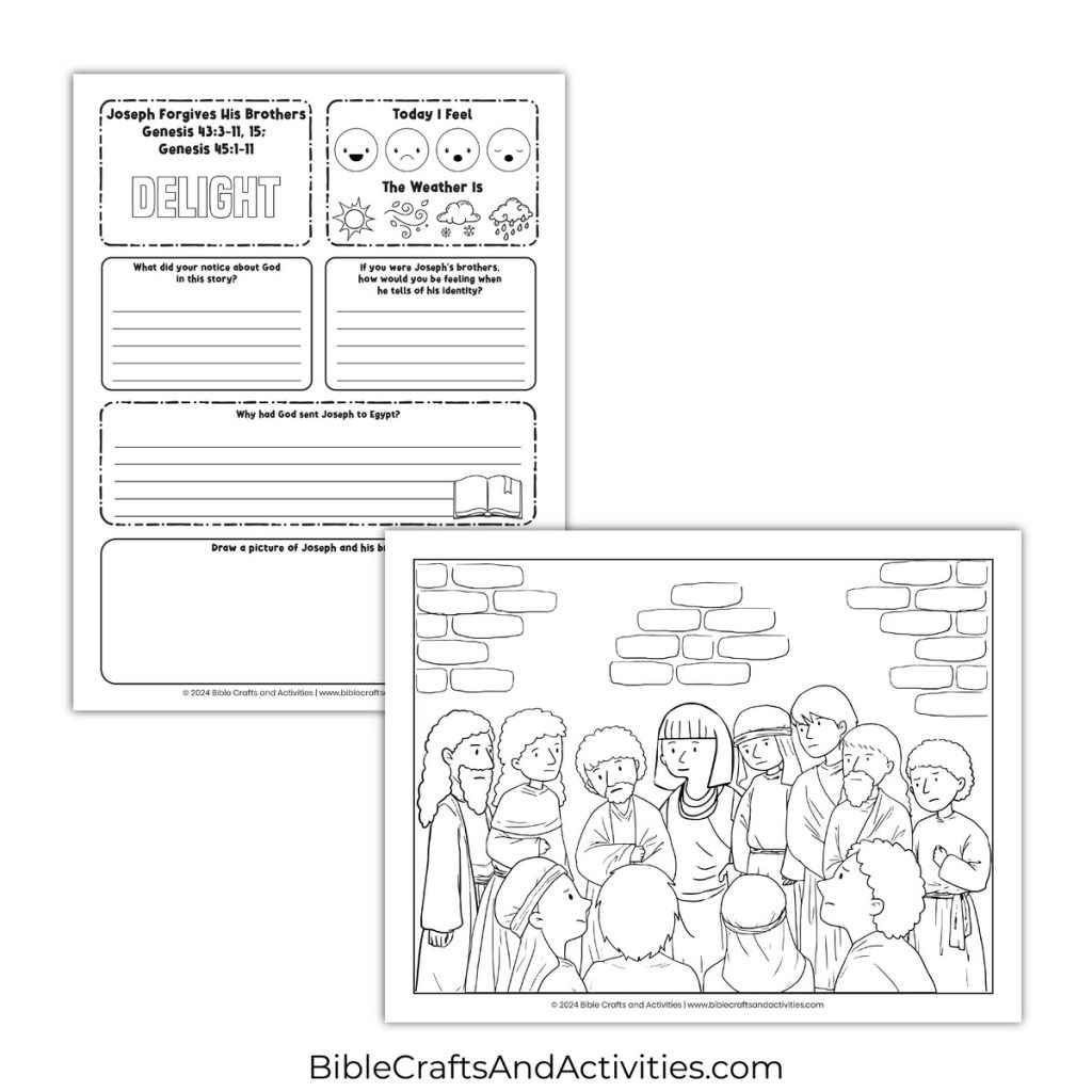 Joseph Forgives His Brothers Activity Pages - Bible Crafts Shop