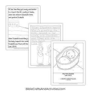 Mary Visits Elizabeth Activity Pages - Bible Crafts Shop