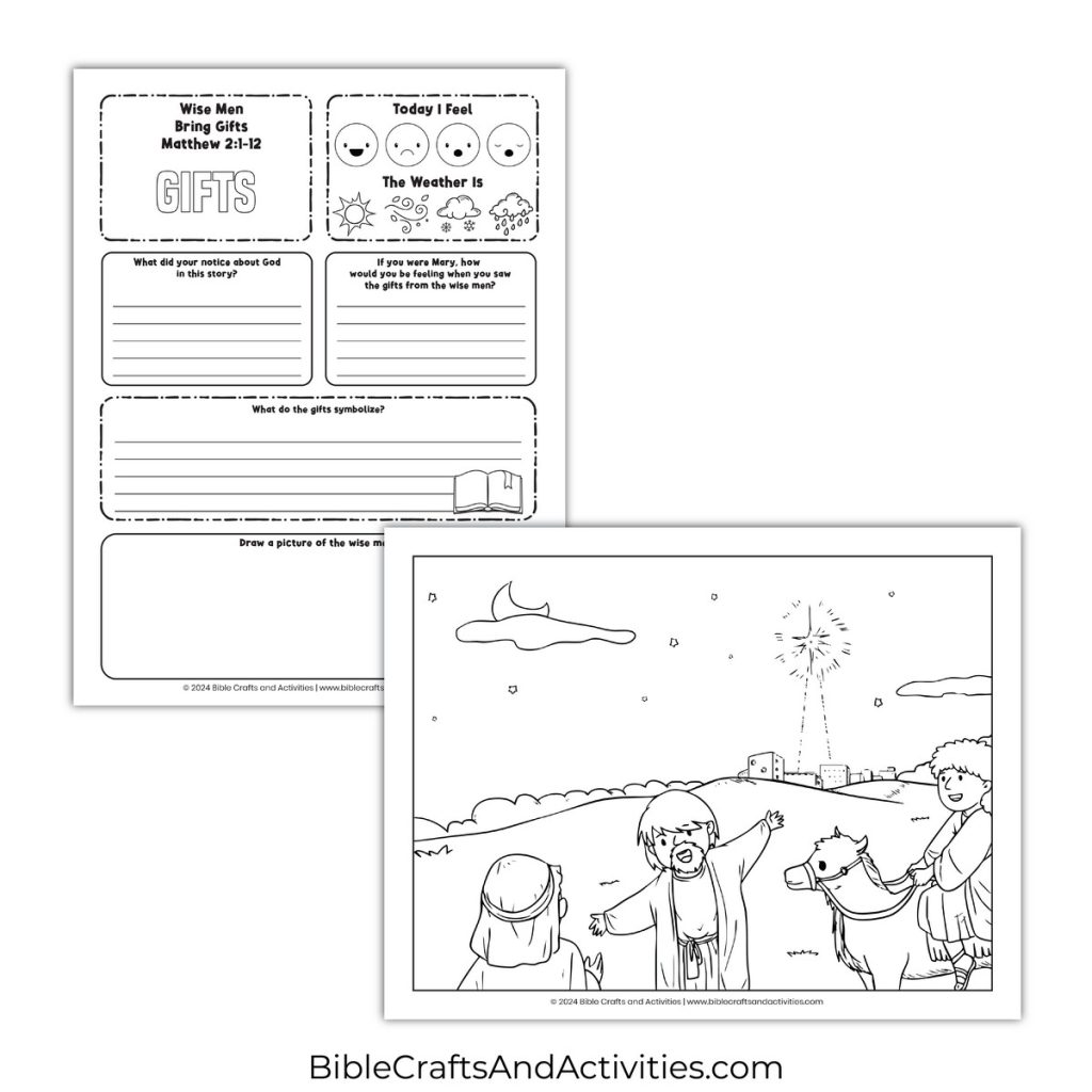 Wise Men Bring Gifts Activity Pages - Bible Crafts Shop