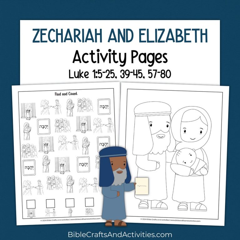 Zechariah and Elizabeth Activity Pages - Bible Crafts Shop