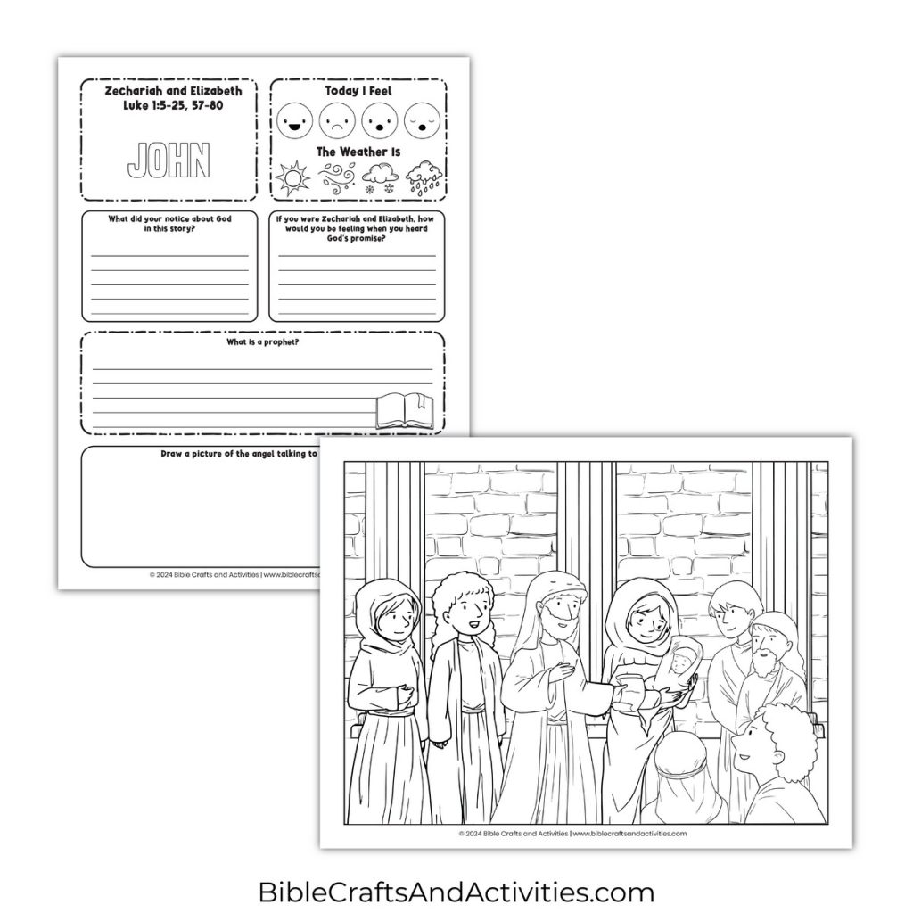 Zechariah and Elizabeth Activity Pages - Bible Crafts Shop