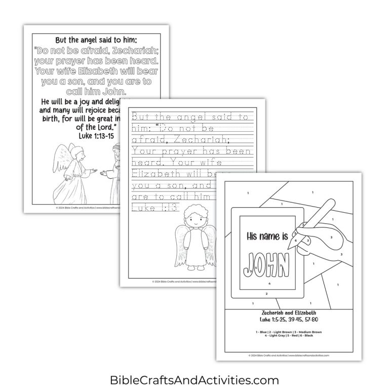 Zechariah and Elizabeth Activity Pages - Bible Crafts Shop