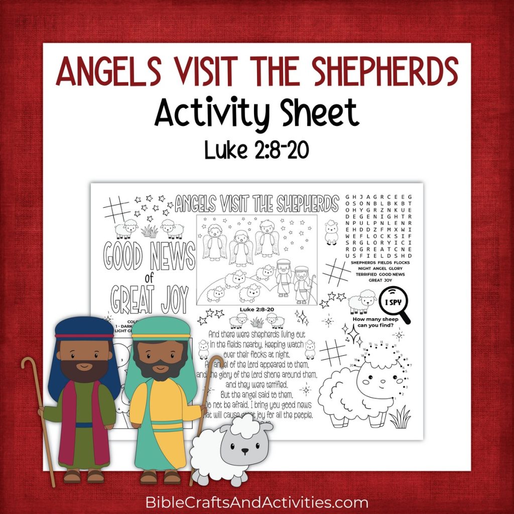 Angels Visit the Shepherds Activity Sheet - Bible Crafts Shop