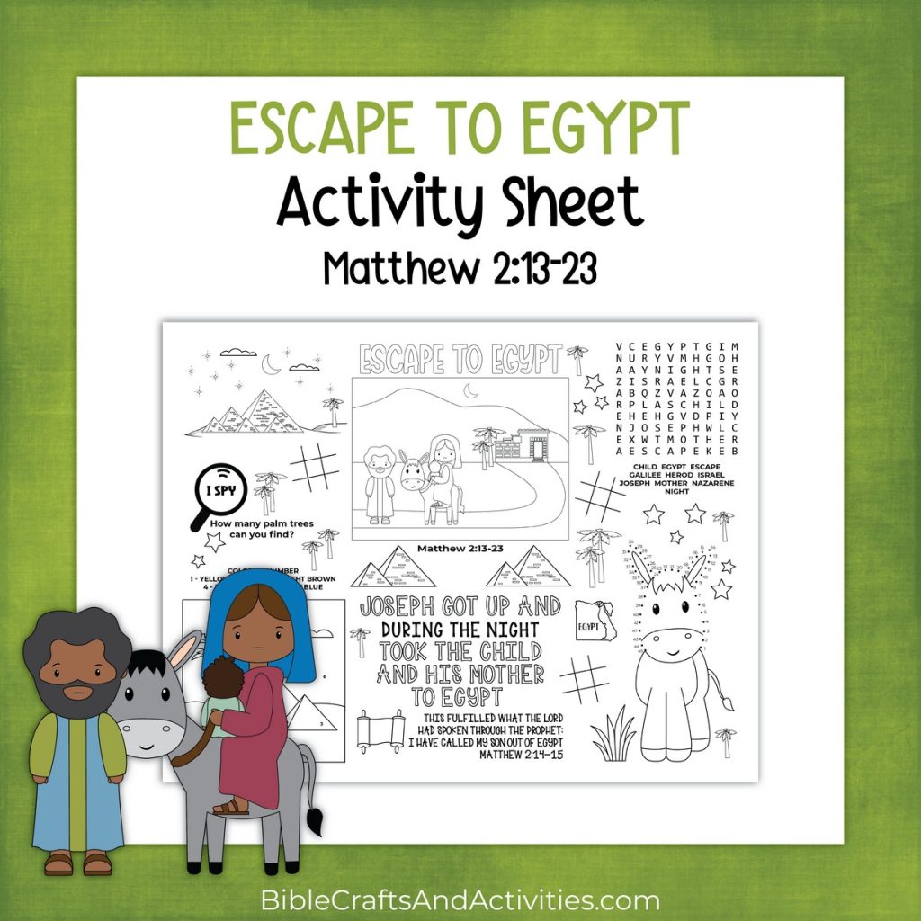 Escape to Egypt Activity Sheet - Bible Crafts Shop